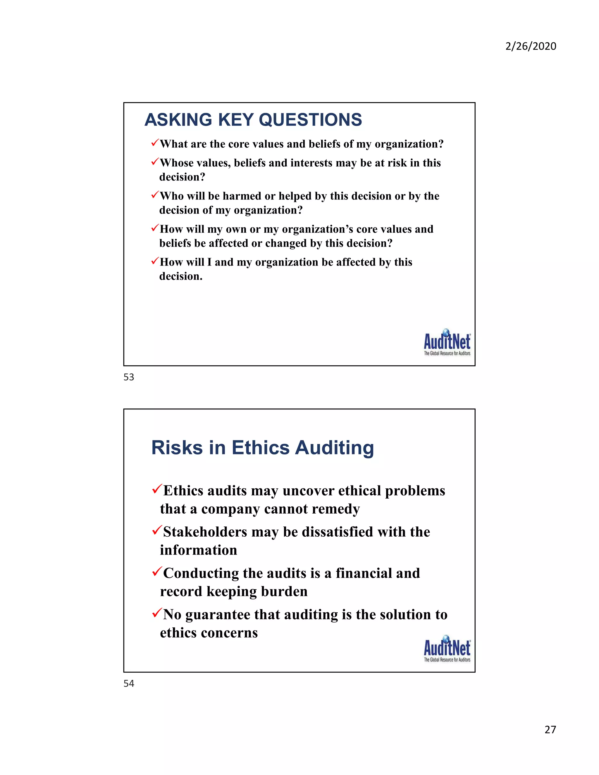 Ethics for internal auditors | PDF