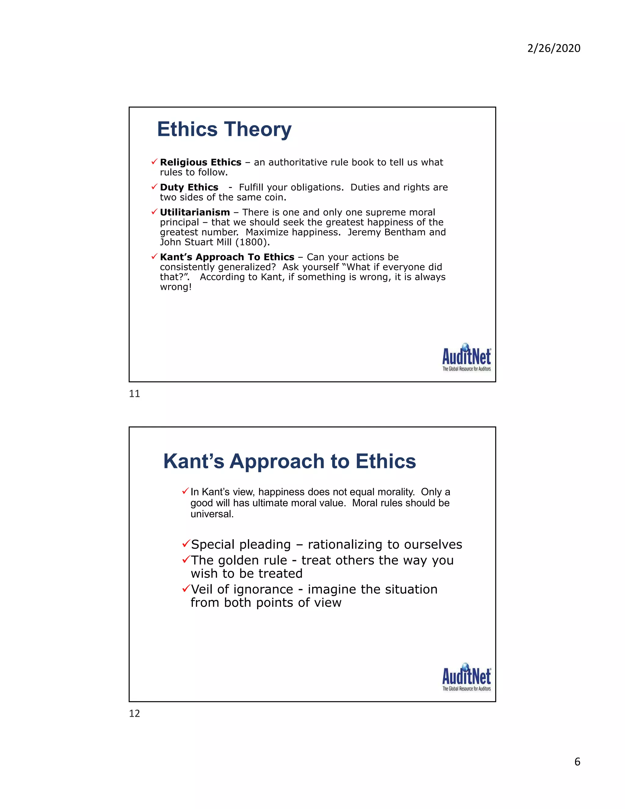 Ethics for internal auditors | PDF