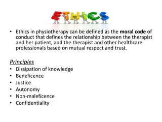 ETHICAL Guidlines by INDIAN ASSOCIATION OF PHYSIOTHERAPY | PPTX