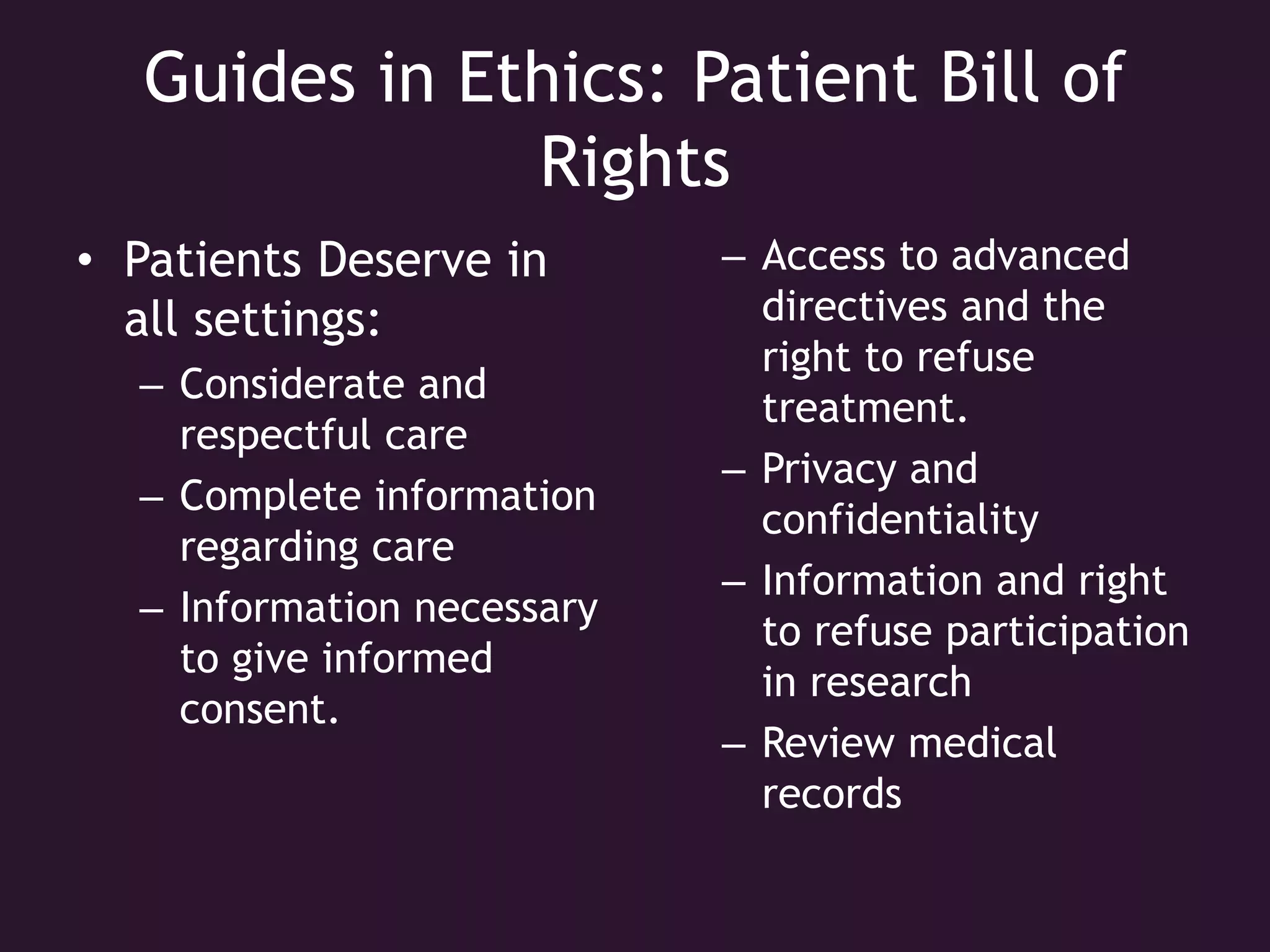 Ethics for Introduction to Health Care | PPTX