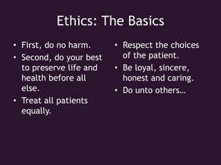 Ethics for Introduction to Health Care | PPTX