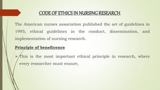 Ethics in nursing reearch | PPTX