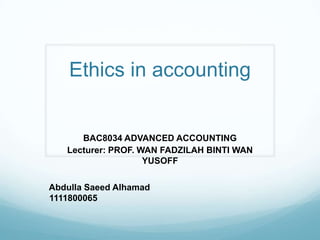 Ethics in accounting | PPTX