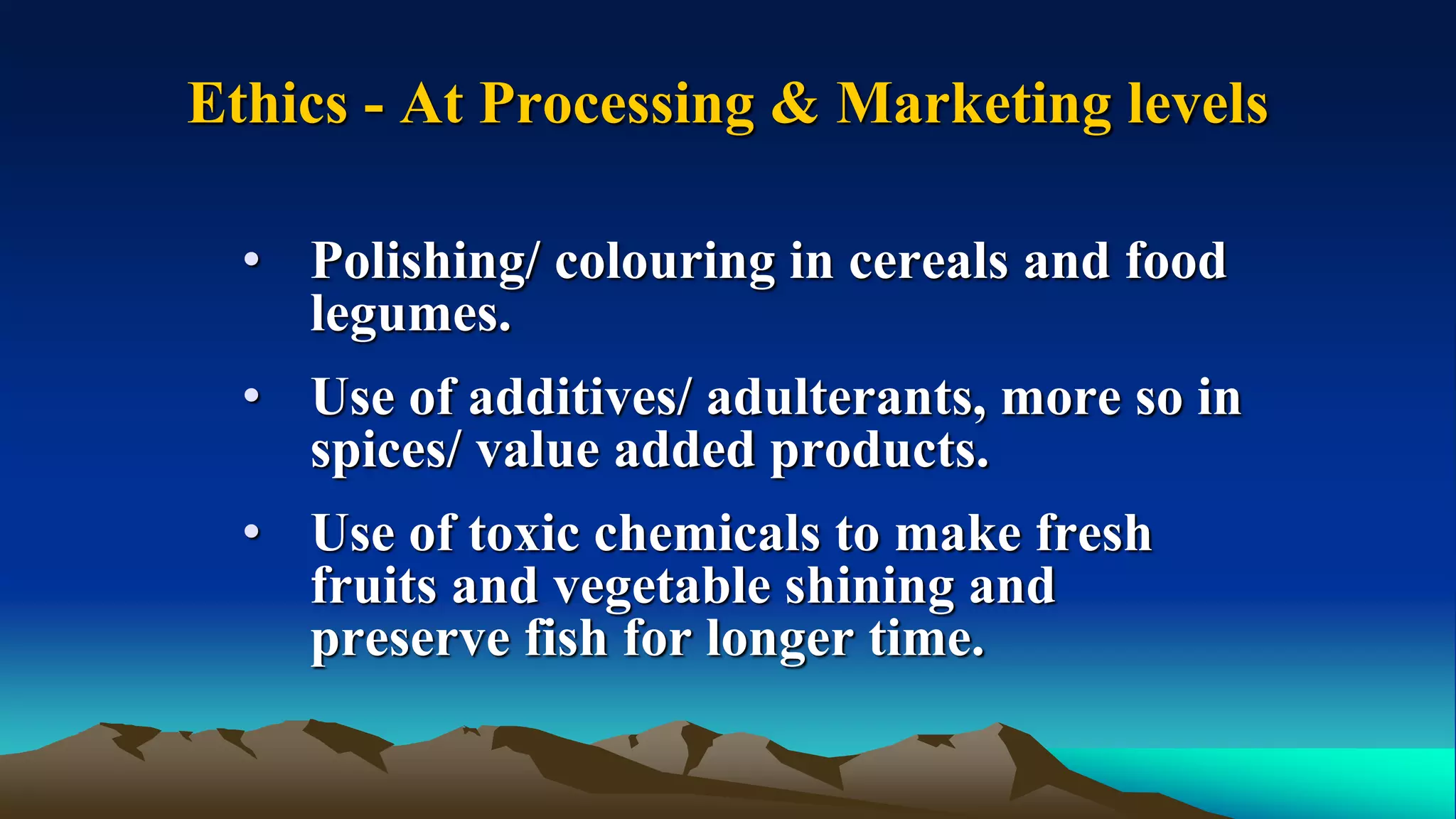 Ethics in Agriculture - Issues and Way Forward | PPTX