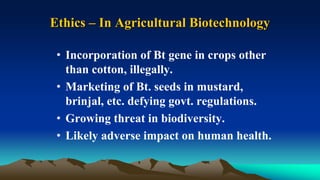 Ethics in Agriculture - Issues and Way Forward | PPTX