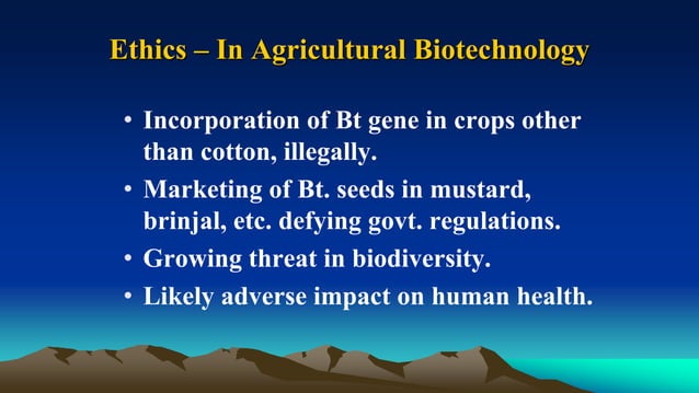 Ethics in Agriculture - Issues and Way Forward | PPTX