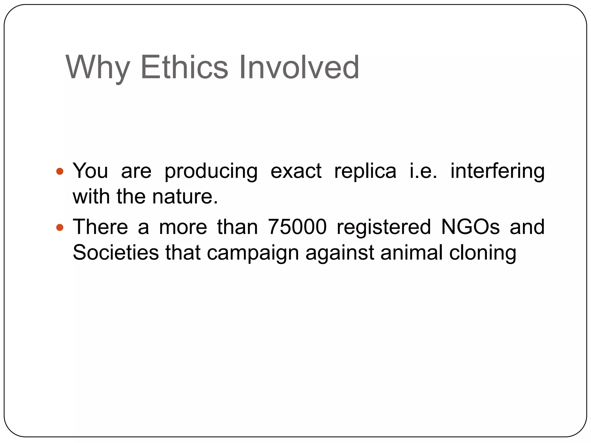 Ethics in animal cloning | PPTX