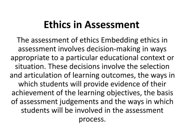Ethics in assessment | PPTX