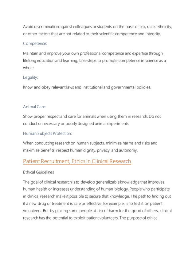 Ethics in clinical research | DOCX | Healthcare Industry | Industries