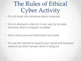 Ethics in Cyber Space | PPTX