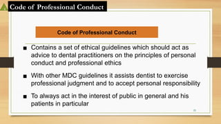 ETHICS IN DENTISTRY DENTAL ACT 2020 2024 | PPTX