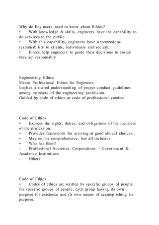 Ethics in EngineeringLecture #2 Ethical Dilemmas, Cho | DOCX