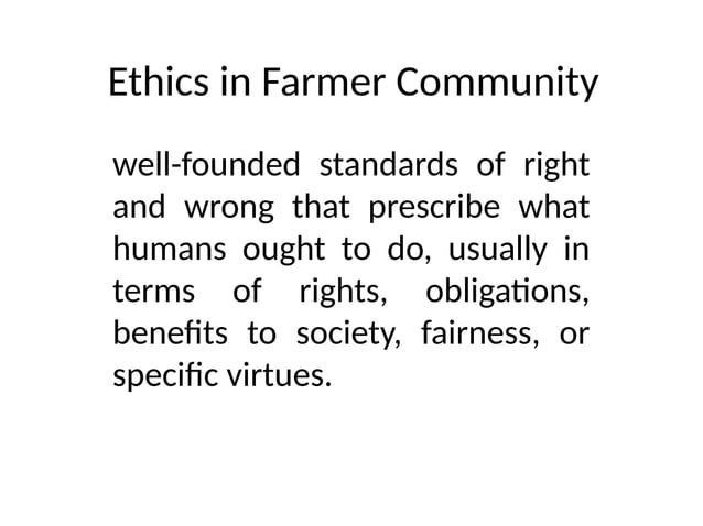 Ethics in Farmer Community in Pakistan. | PPT