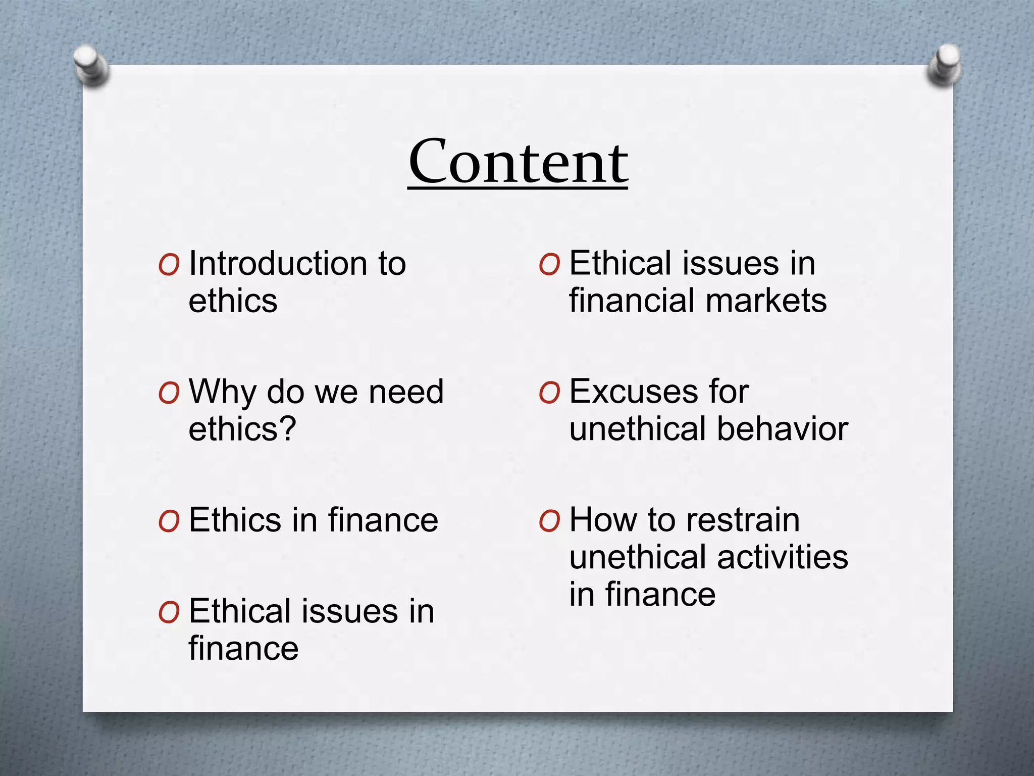 Ethics in finance | PPTX