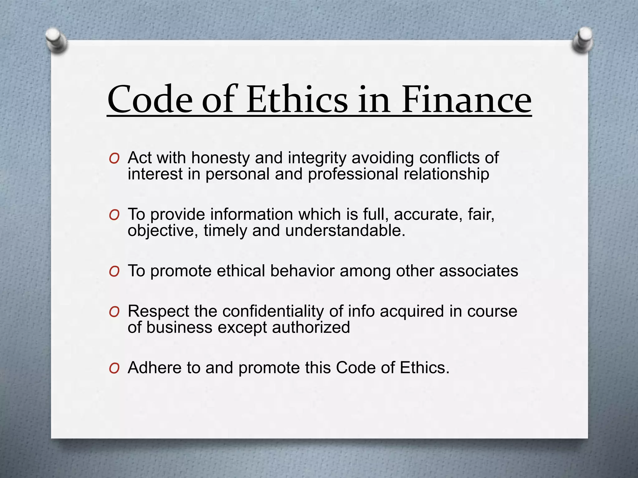 Ethics in finance | PPTX