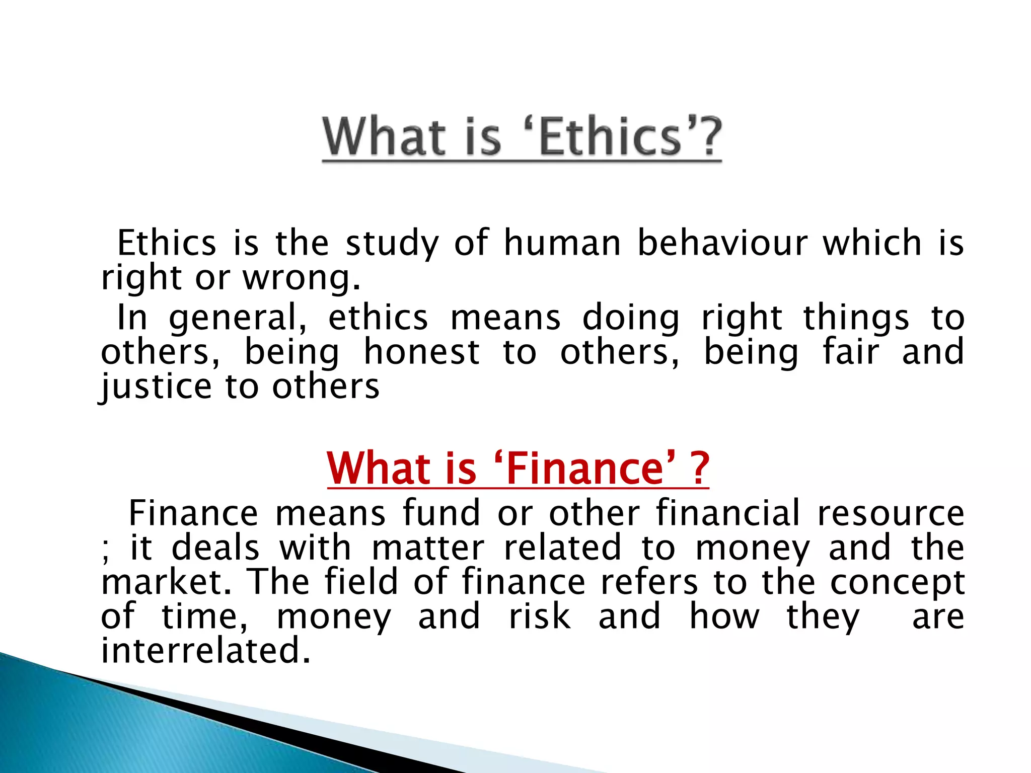 Ethics in finance | PPTX