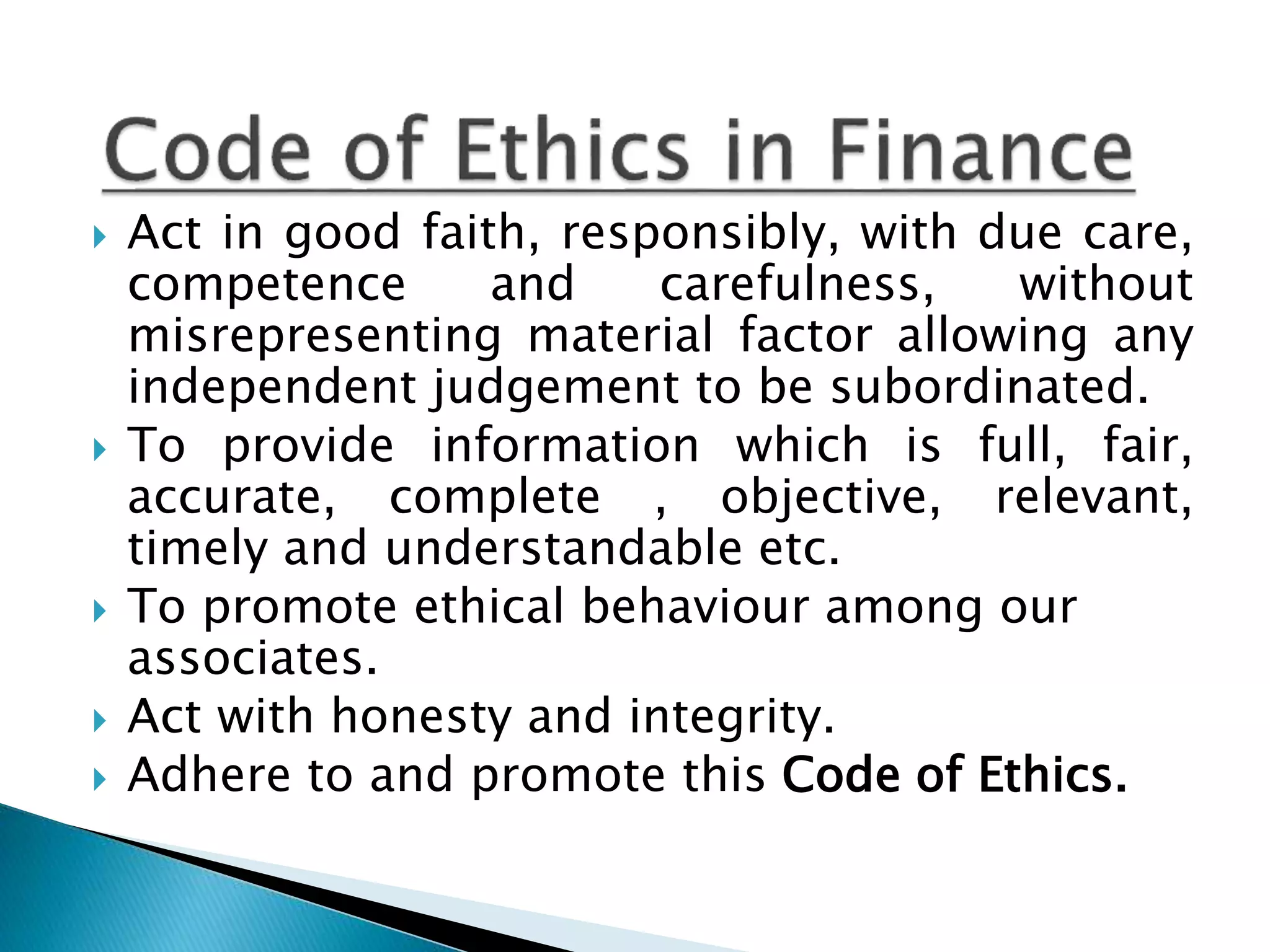 Ethics in finance | PPTX