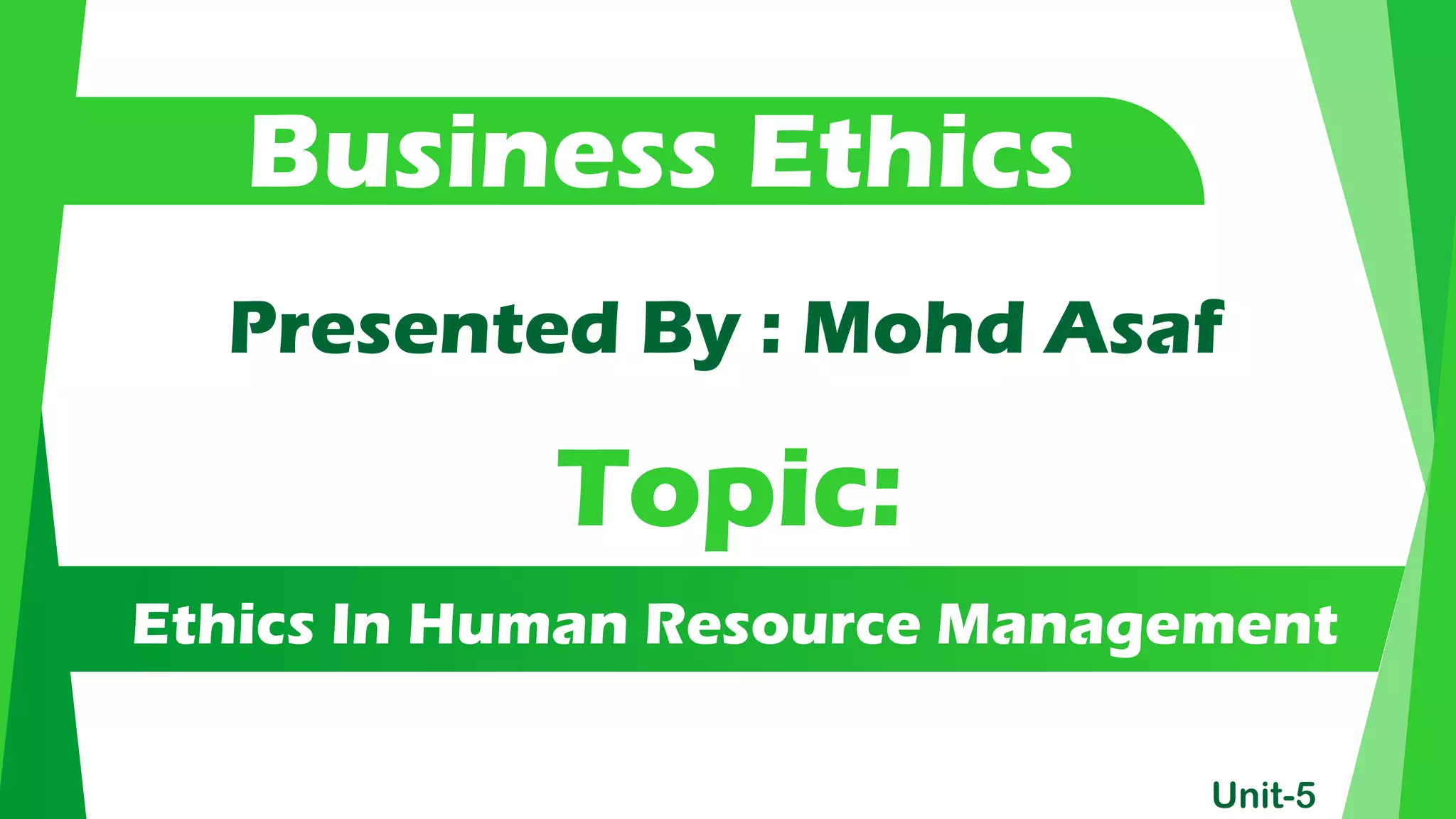 Ethics in Human Resource Management(HRM) | PDF