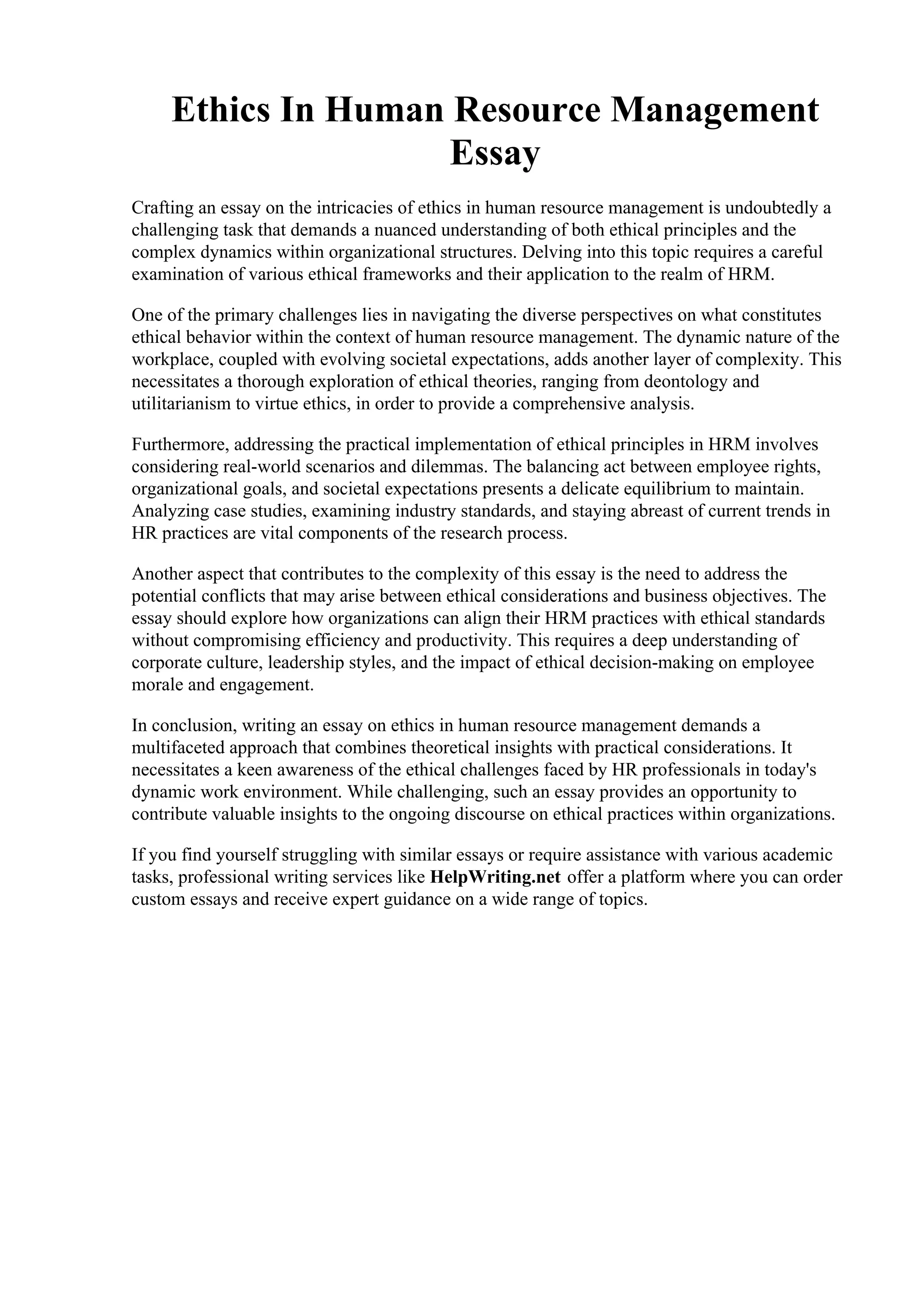 Ethics In Human Resource Management Essay.pdf