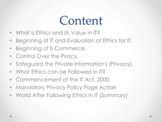 Ethics in Information Technology | PPTX