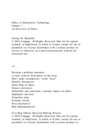 Ethics in Information TechnologyChapter 1An Overview of Ethi | PDF