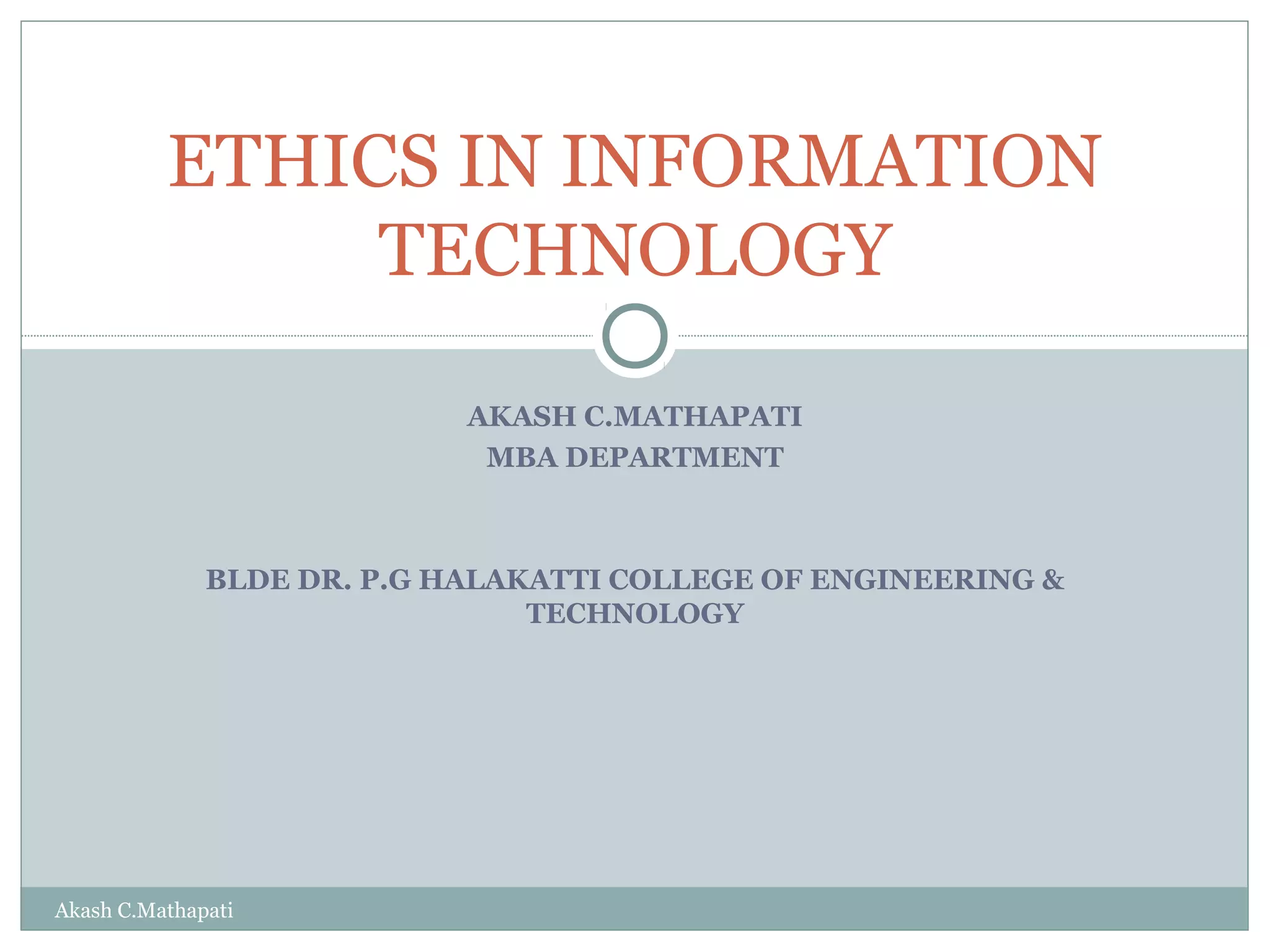 Ethics in it | PPT