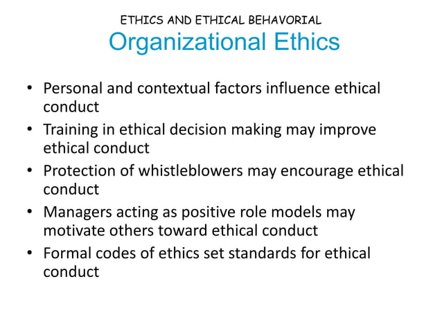 Ethics in management | PPT | Business | Business and Finance