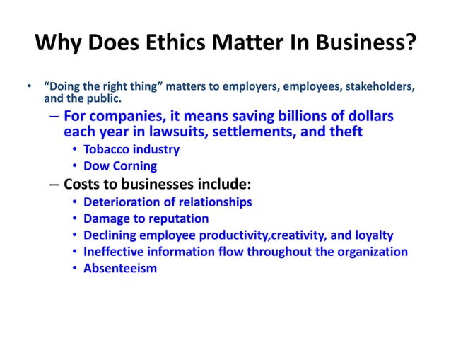 Ethics in management | PPT | Business | Business and Finance