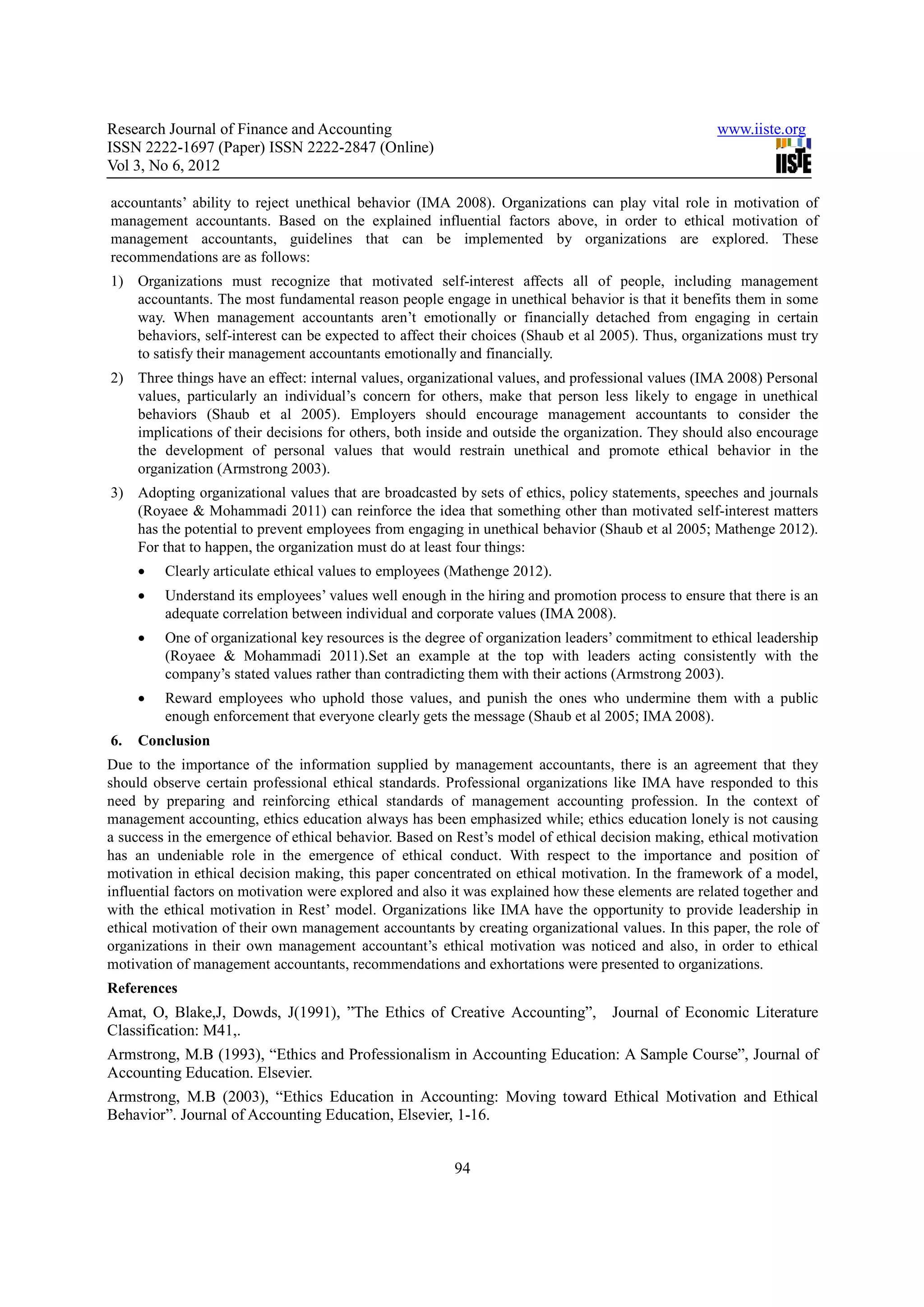 Ethics in management accounting | PDF