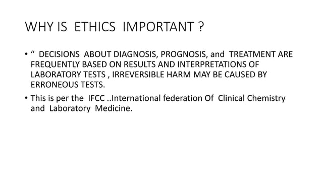 ETHICS IN MEDICAL LABORATORY SCIENCES ppt x | PPTX | Healthcare ...
