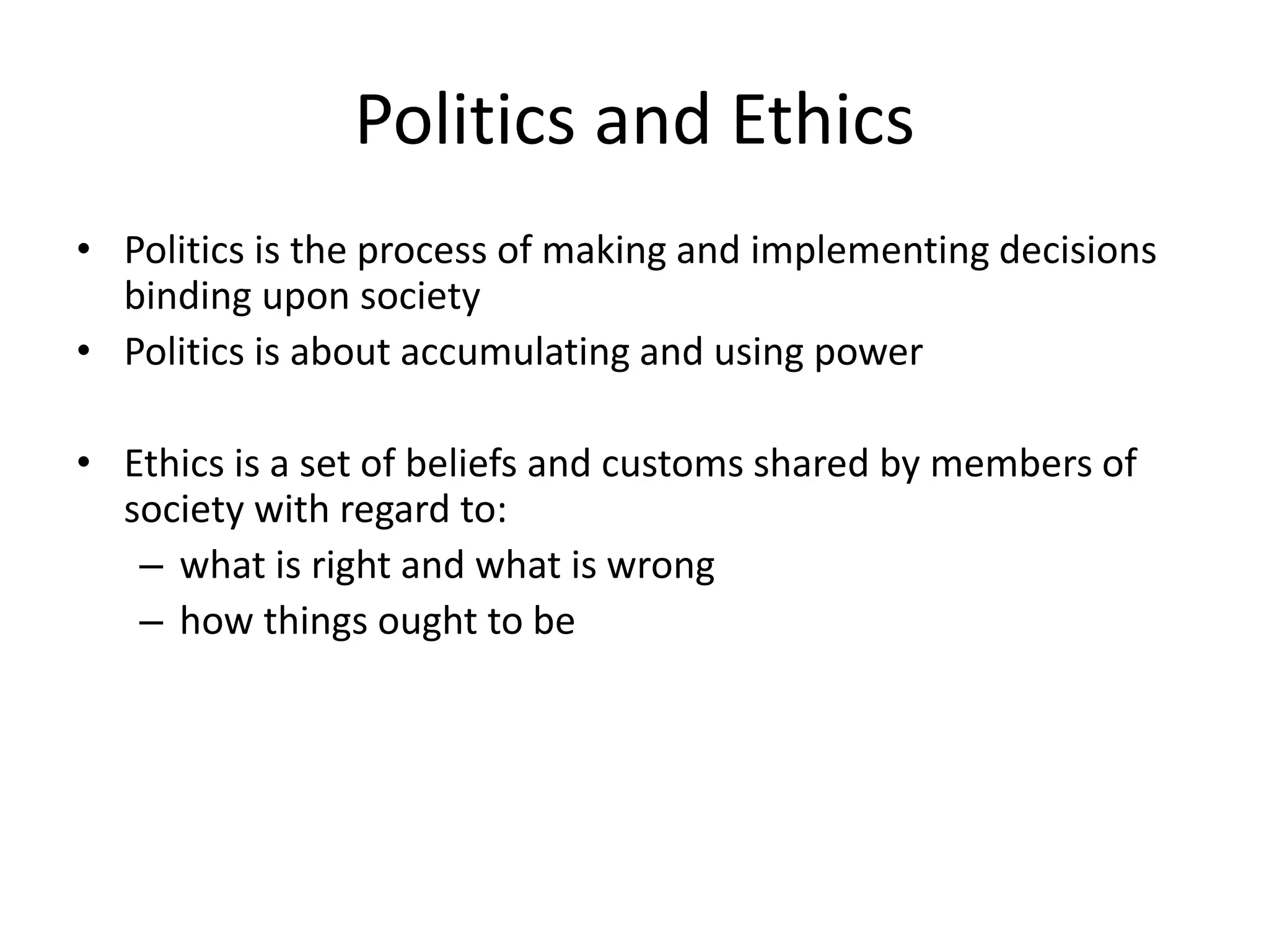 Ethics in Pakistan's politics | PPTX
