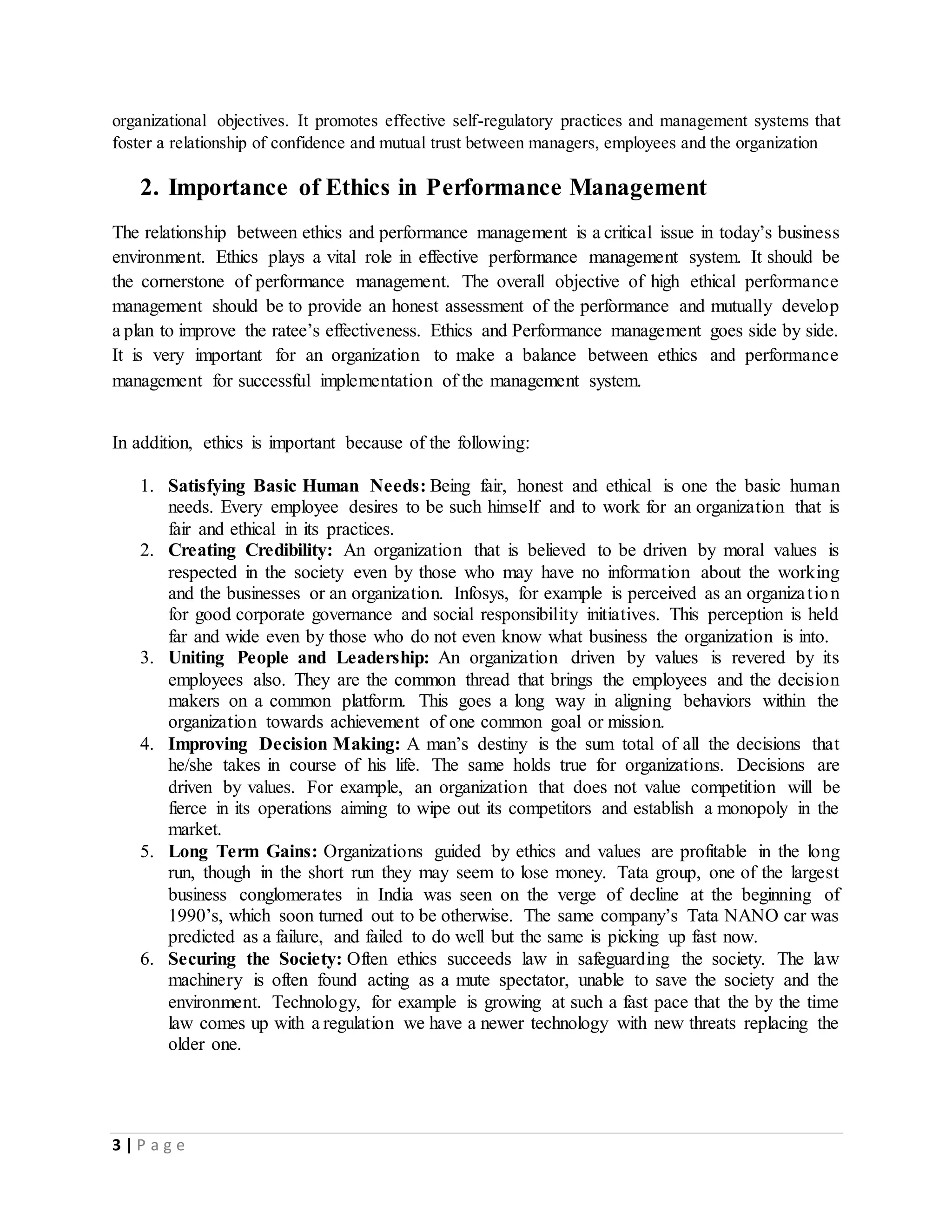 Ethics in performance management | DOCX