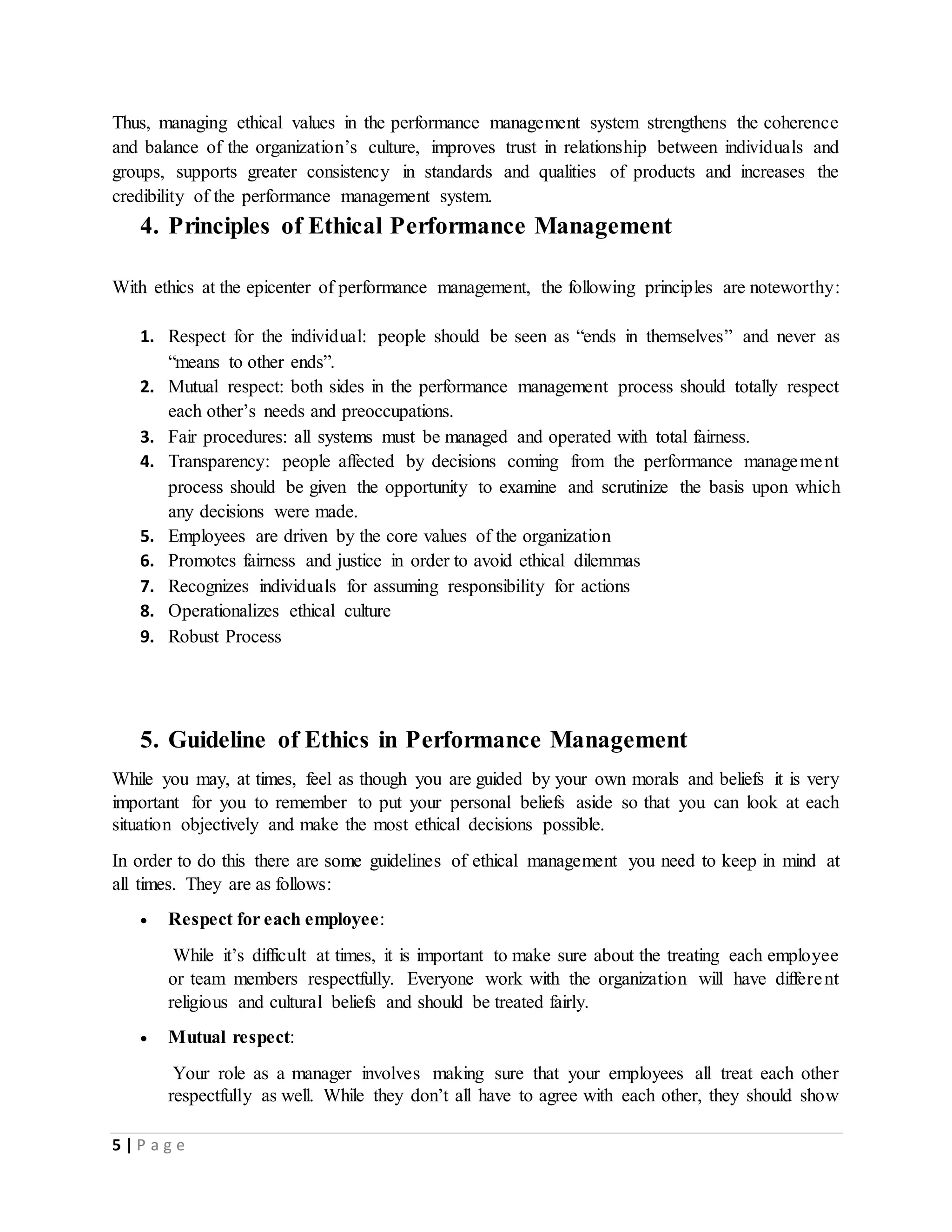 Ethics in performance management | DOCX