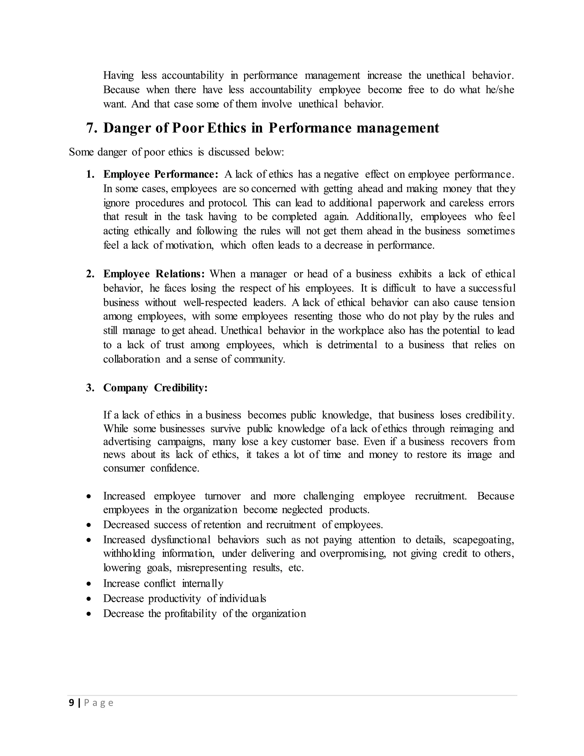 Ethics in performance management | DOCX
