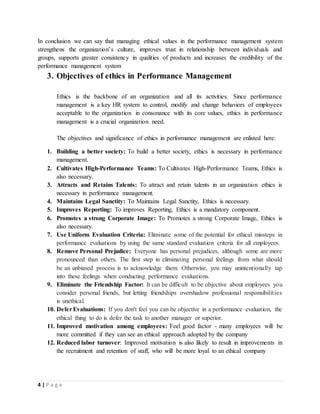 Ethics in performance management | DOCX