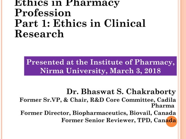 Ethics in Pharmacy | PPS | Pharmaceutical Industry | Industries