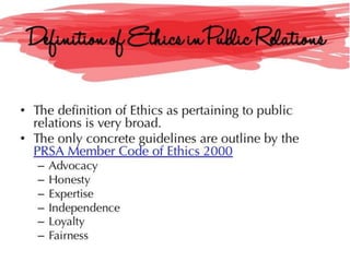 Ethics in PR | PPTX