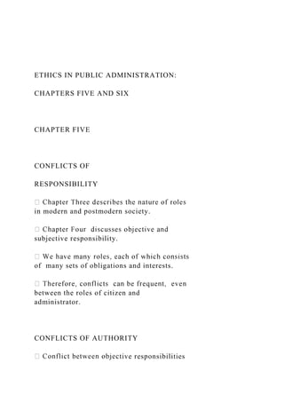ETHICS IN PUBLIC ADMINISTRATIONCHAPTERS FIVE AND SIX.docx