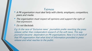 Ethics in public relations | PPTX