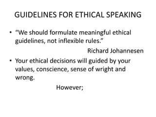 Ethics in public speaking | PPTX
