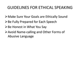 Ethics in public speaking | PPTX