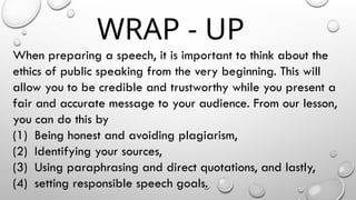 ETHICS IN PUBLIC SPEAKING GRADE 10 ENGLISH | PPTX