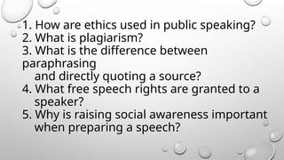 ETHICS IN PUBLIC SPEAKING GRADE 10 ENGLISH | PPTX