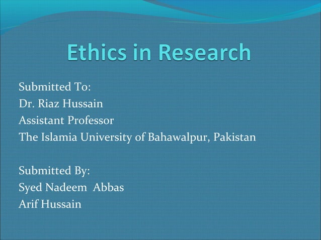 Ethics in research | PPT