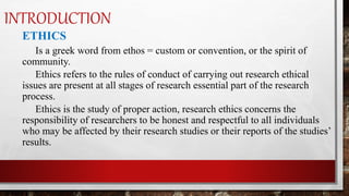 Ethics in research | PPTX