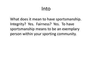Ethics in sports | PPTX