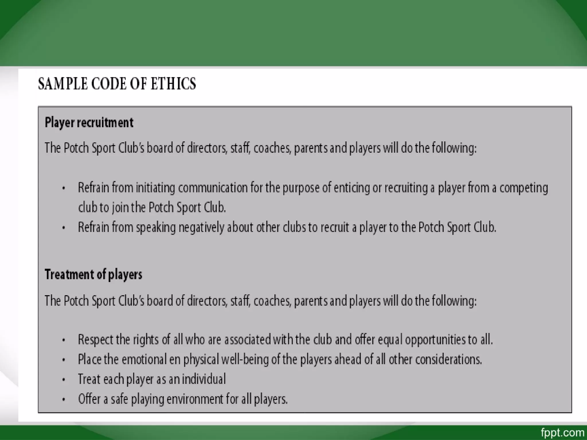 Ethics in sports management | PPT