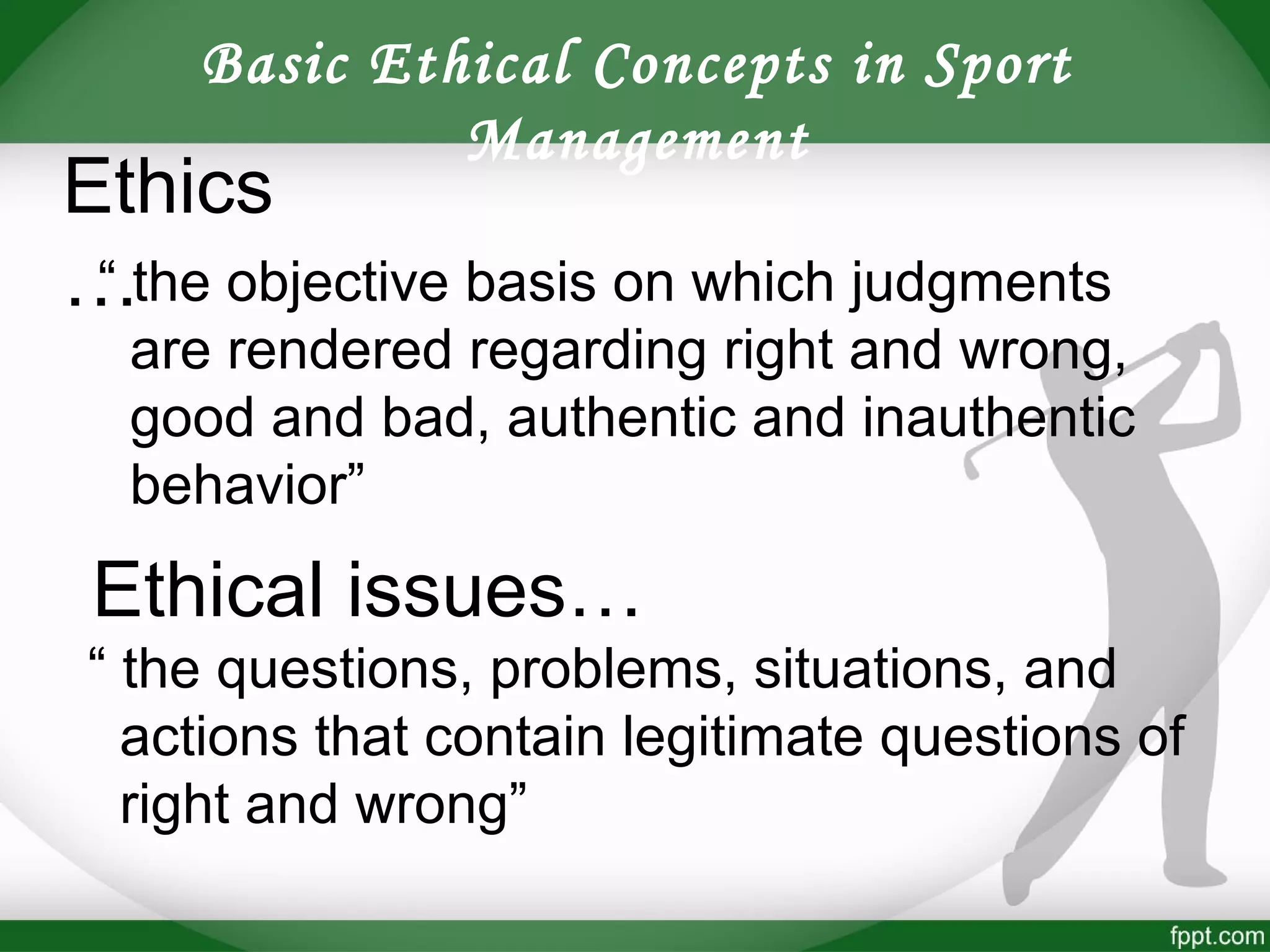 Ethics in sports management | PPT
