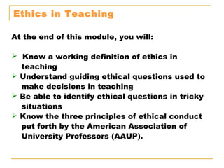 Ethics in teaching | PPT