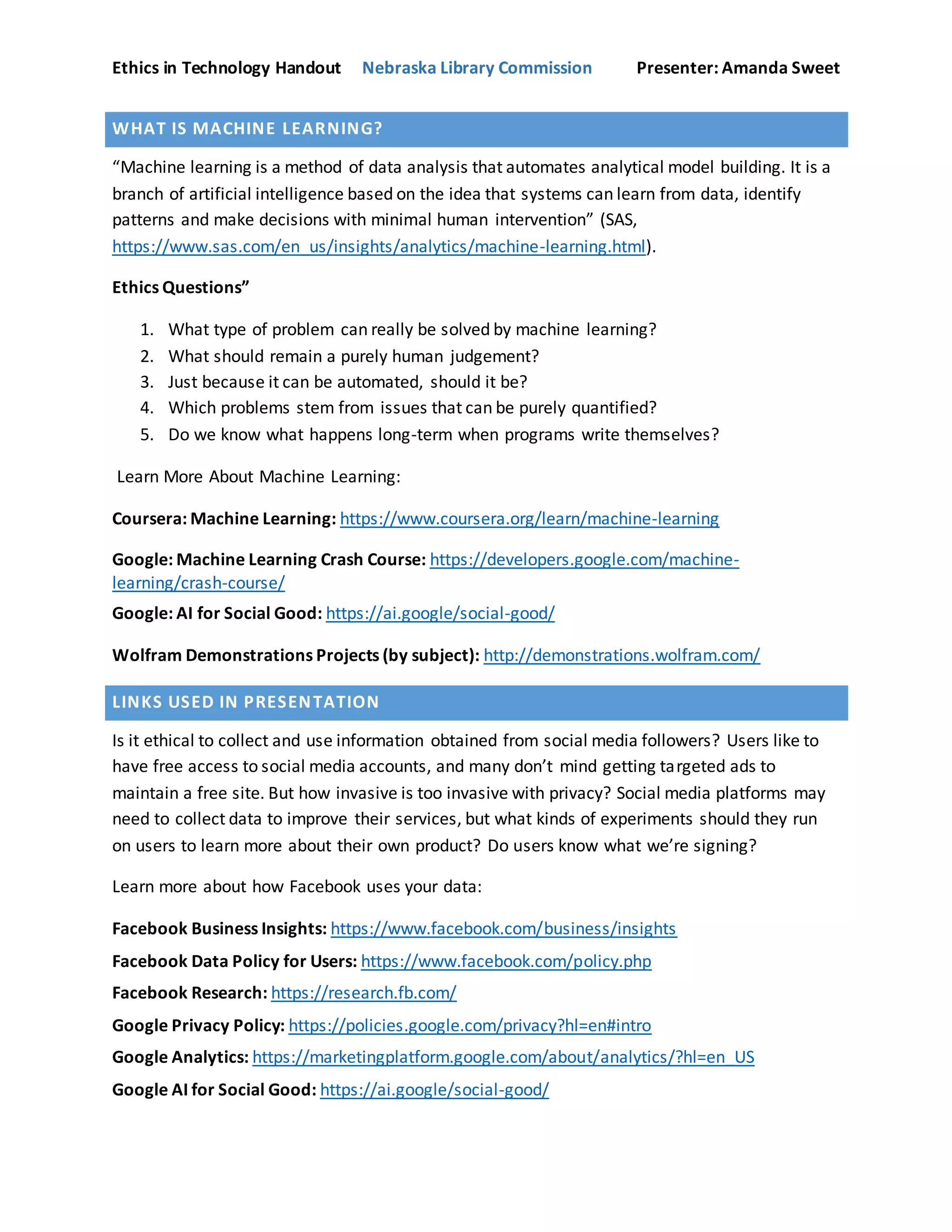 Ethics in Technology Handout | PDF